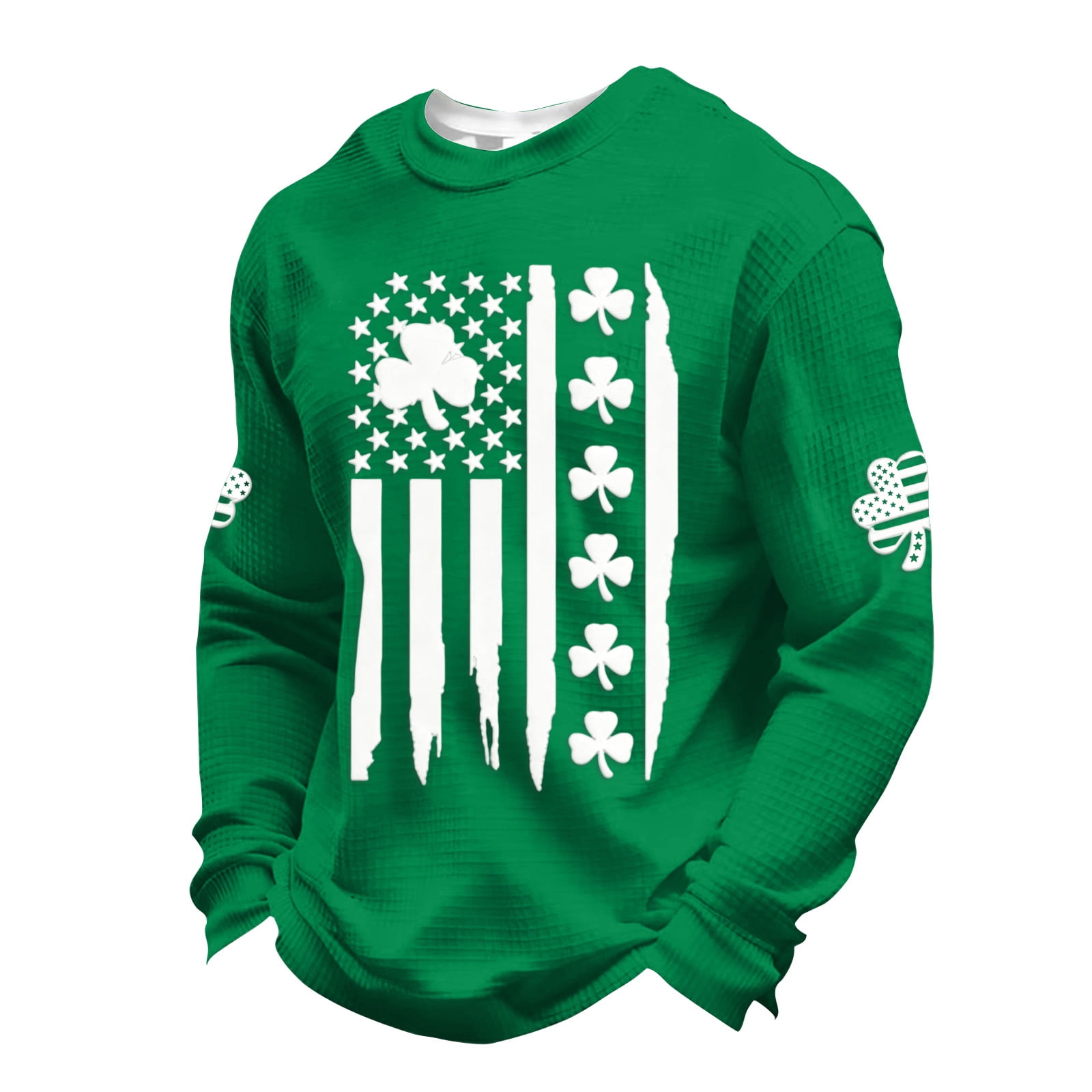 Dwelliawo St. Patricks Day Shirts for Men Print Waffle Knit Long Sleeve ...
