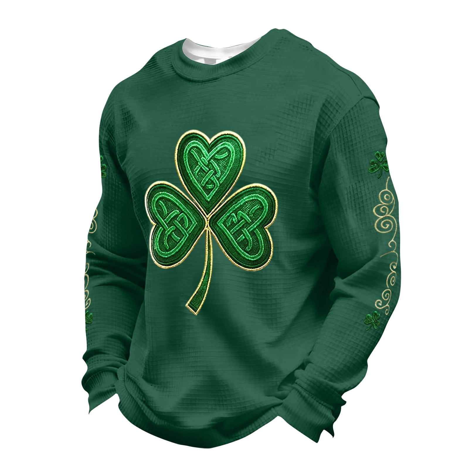Dwelliawo St. Patricks Day Shirts for Men Printed Waffle Knit Long ...