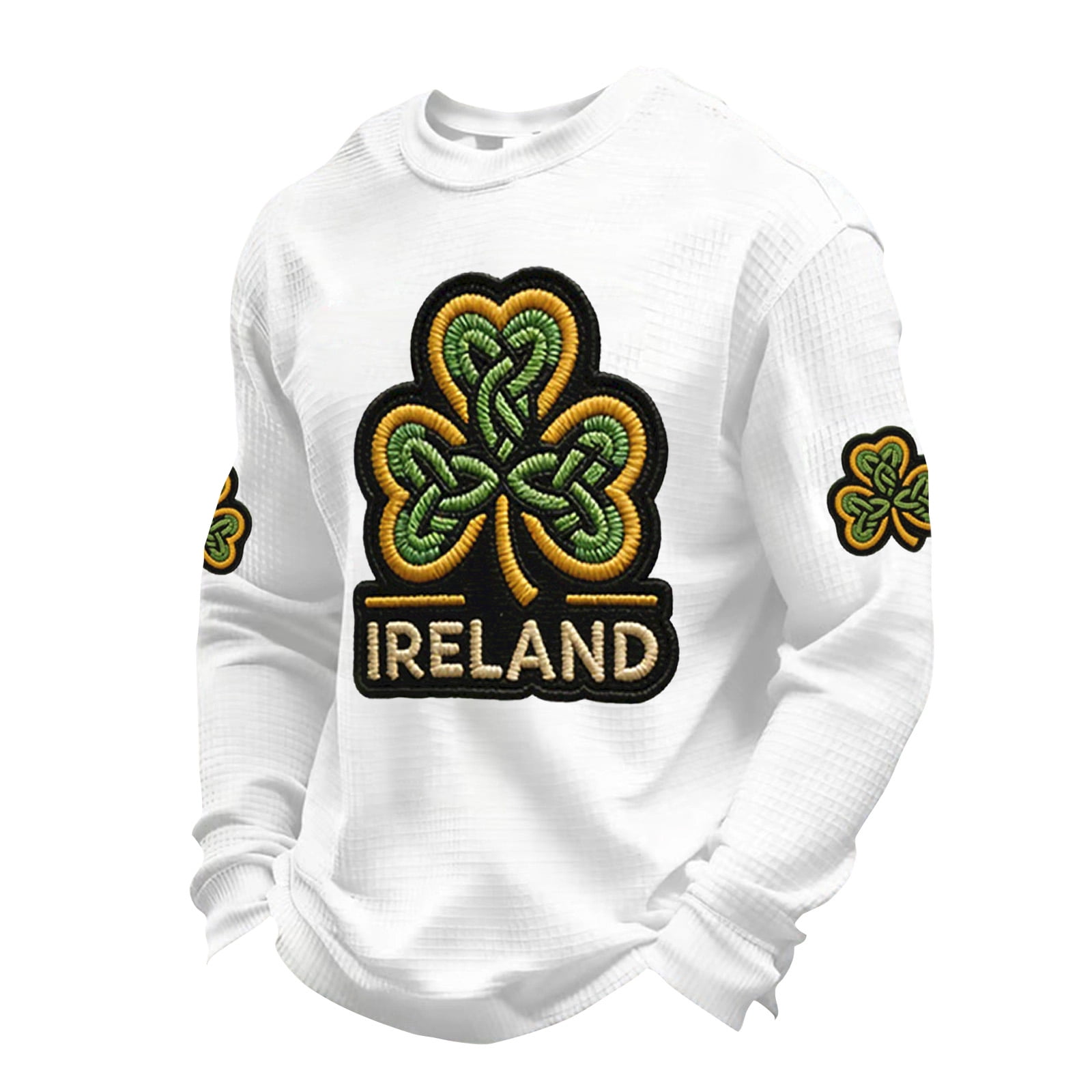 Dwelliawo St.patrick's Waffle Long Sleeve T Shirt Men Graphic Long ...