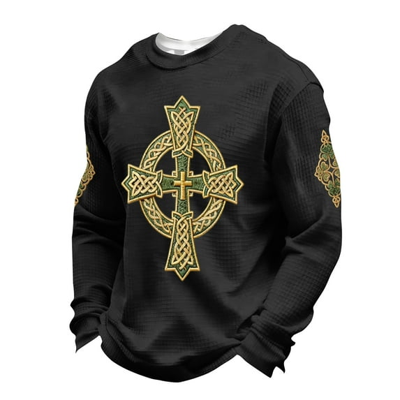 Dwelliawo St.patrick's Waffle Long Sleeve T Shirt Men Printed Waffle ...