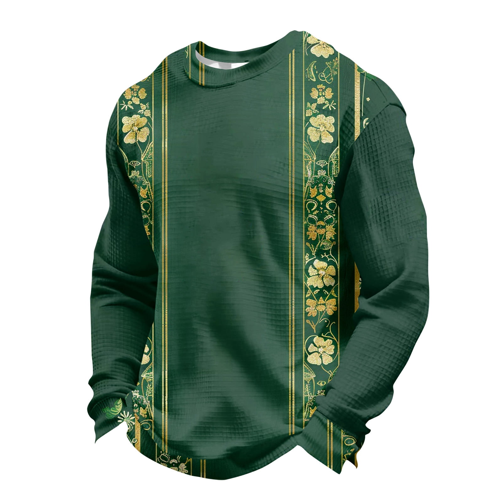 Dwelliawo St.patrick's Waffle Long Sleeve T Shirt Men Printed Waffle ...