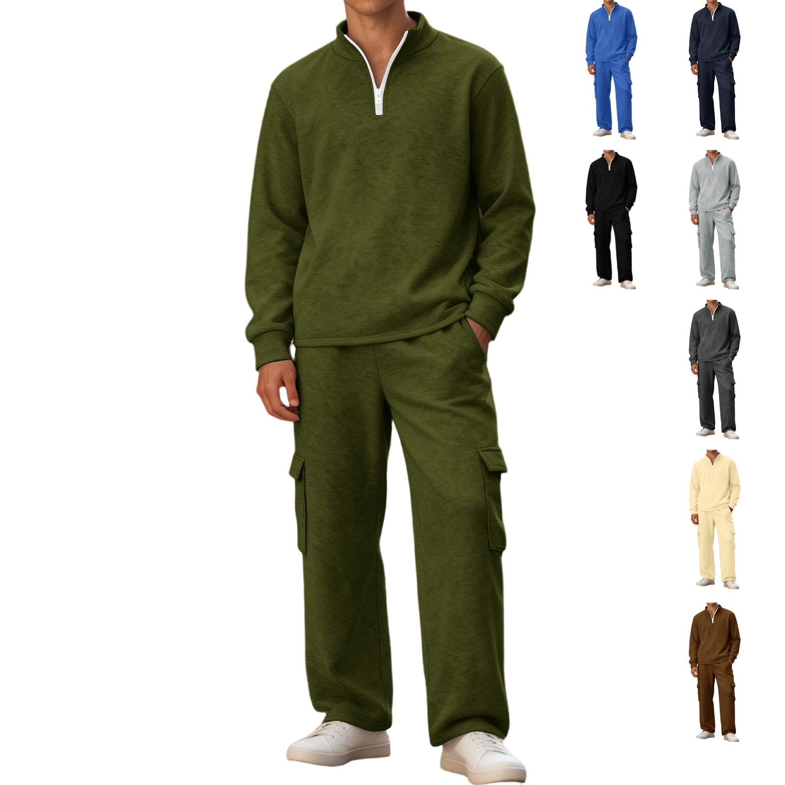 Dwelliawo Sweat Suits for Men 2 Piece Jacket and Sweatpants Zip Up ...