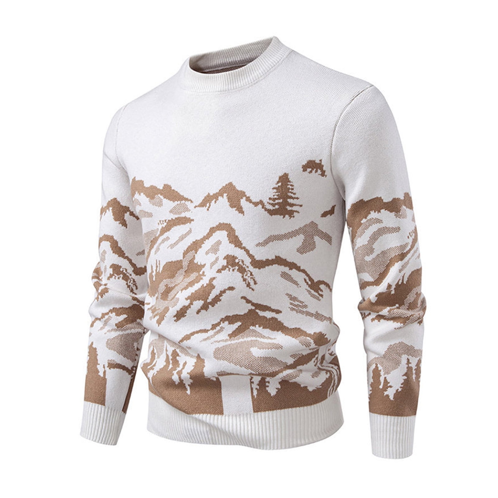 Dwelliawo Sweaters for Men Mockneck Long Sleeve Color Block Sweaters ...