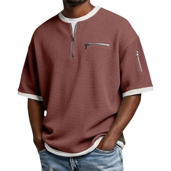 Dwelliawo Waffle Polo Shirts for Men Golf Solid Color Waffle Shirts ...