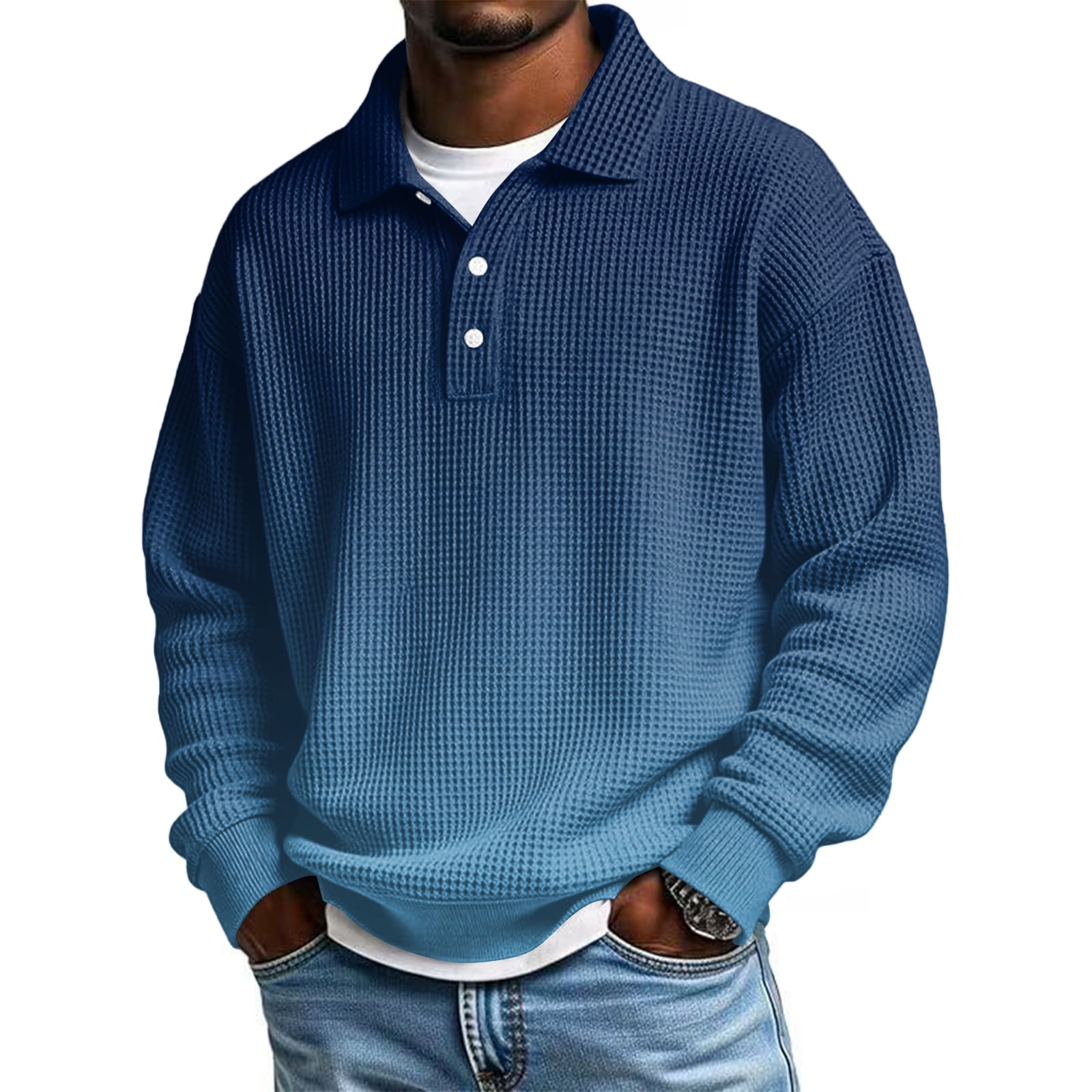 Dwelliawo Waffle Polo Shirts for Men Workout Color Block Waffle Shirt ...