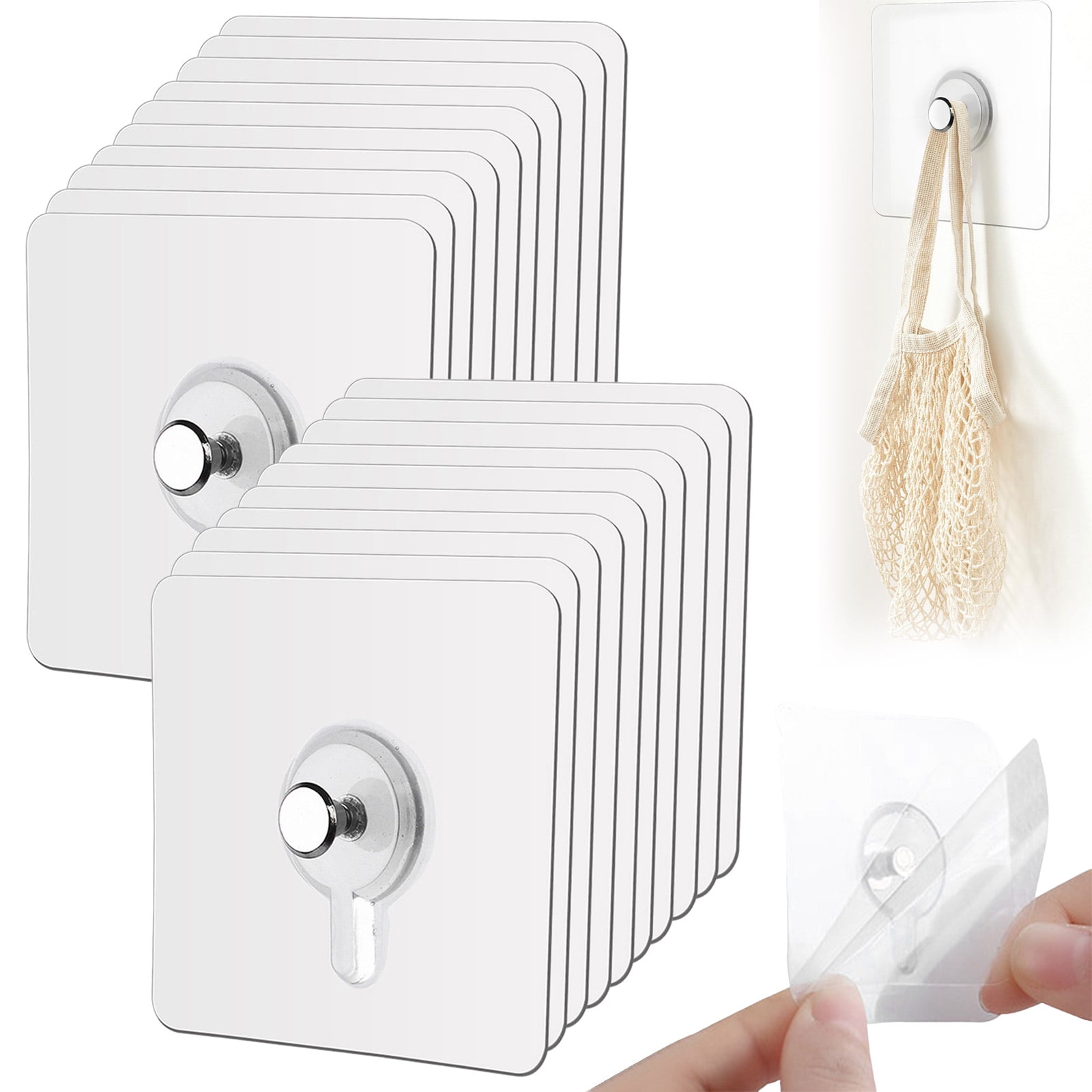 Dwellin 20 Pcs Picture Hanging Hooks Sticky Wall Hangers without Nails ...