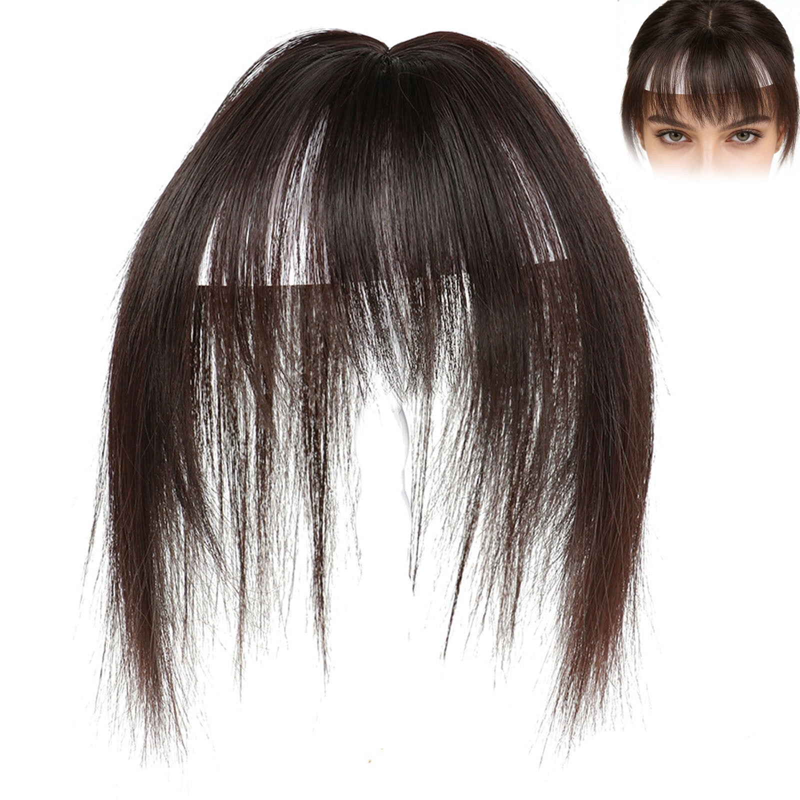Dwellin Human Hair Bangs No Clips Paste Toppers for Women Female ...