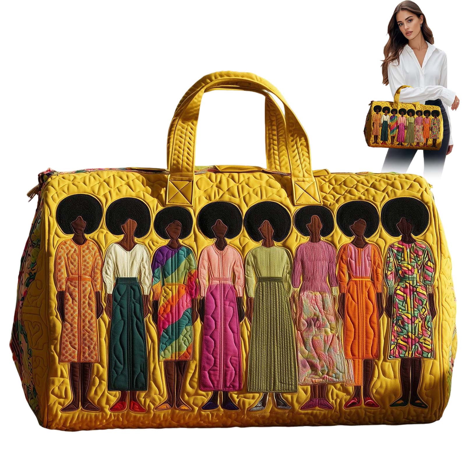 Dwellin Large Quilted Duffle Bag for Women Floral Print Barrel ...