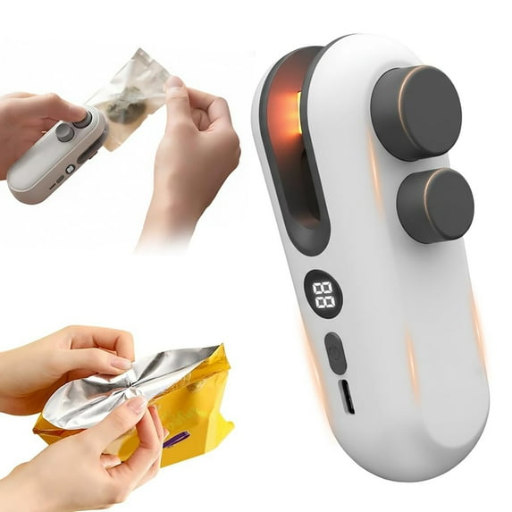 Dwellin Mini Bag Sealer Two in 1 Portable Rechargeable Chip Heat ...