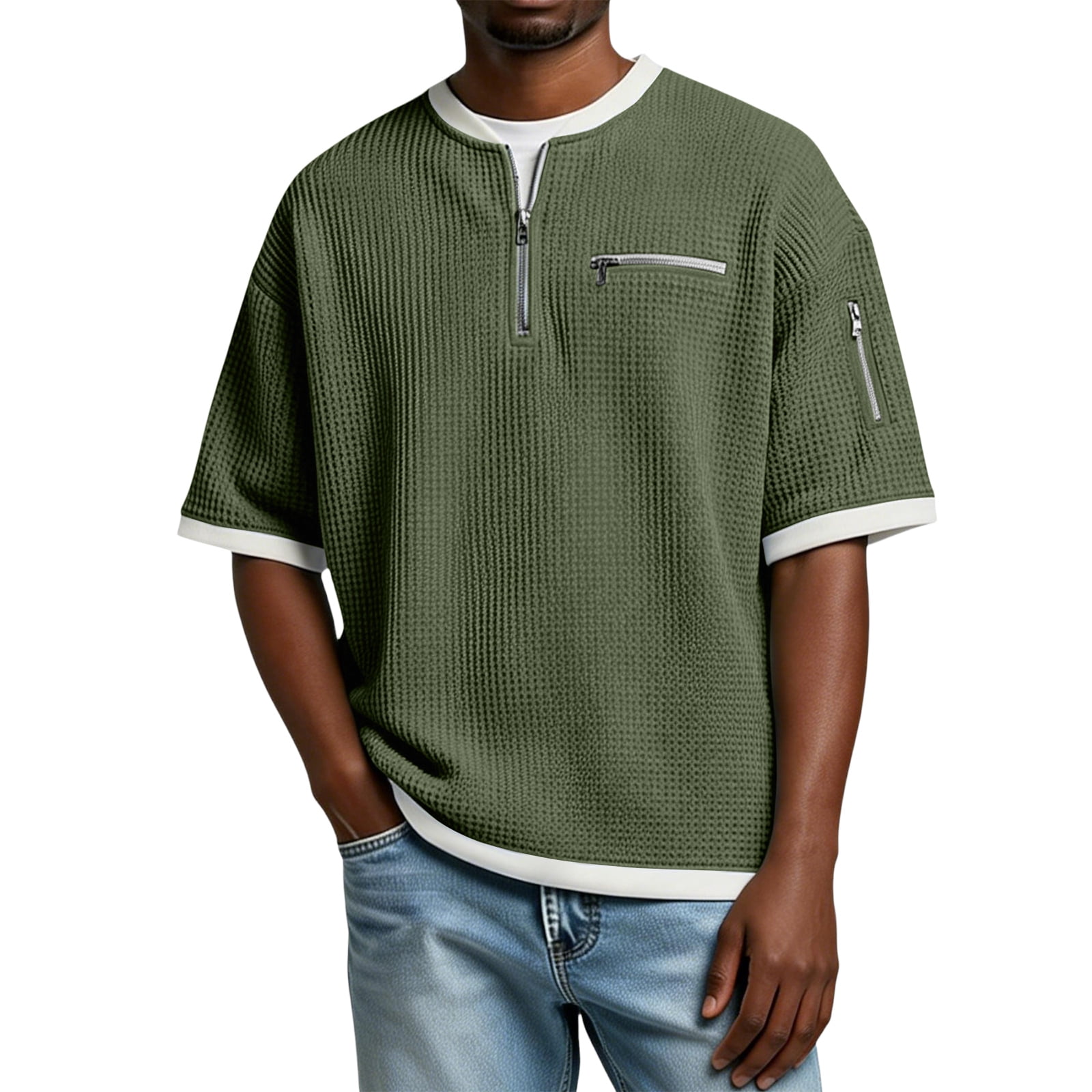 Dwellite 2026 Mens Quarter Zip Pullover Casual Crew Neck Golf Shirt ...