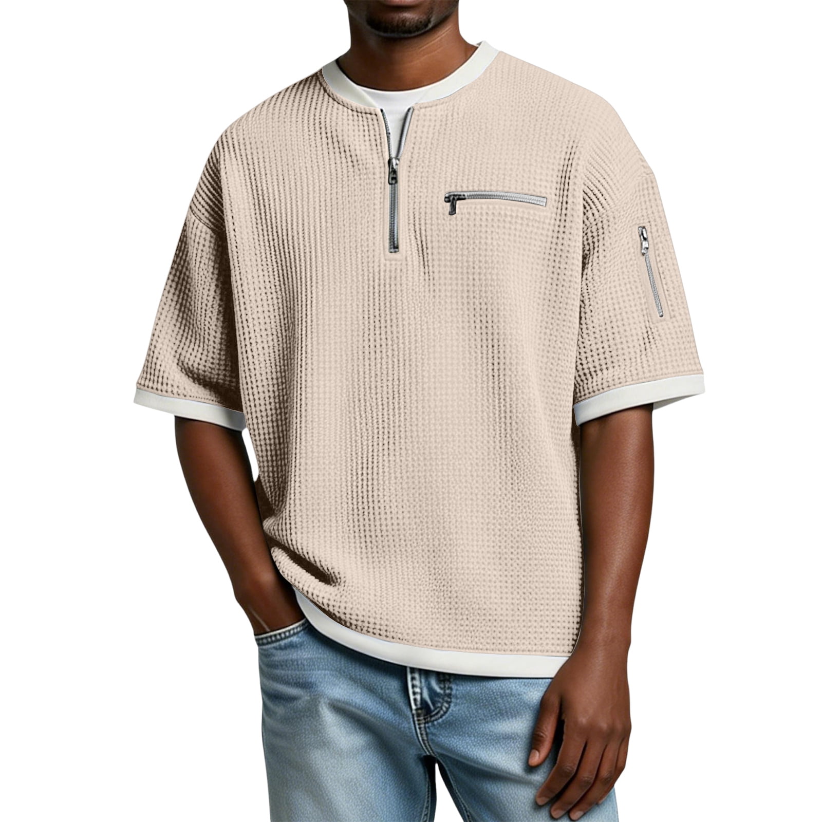 Dwellite 2026 Mens Quarter Zip Pullover Casual Crew Neck Golf Shirt ...