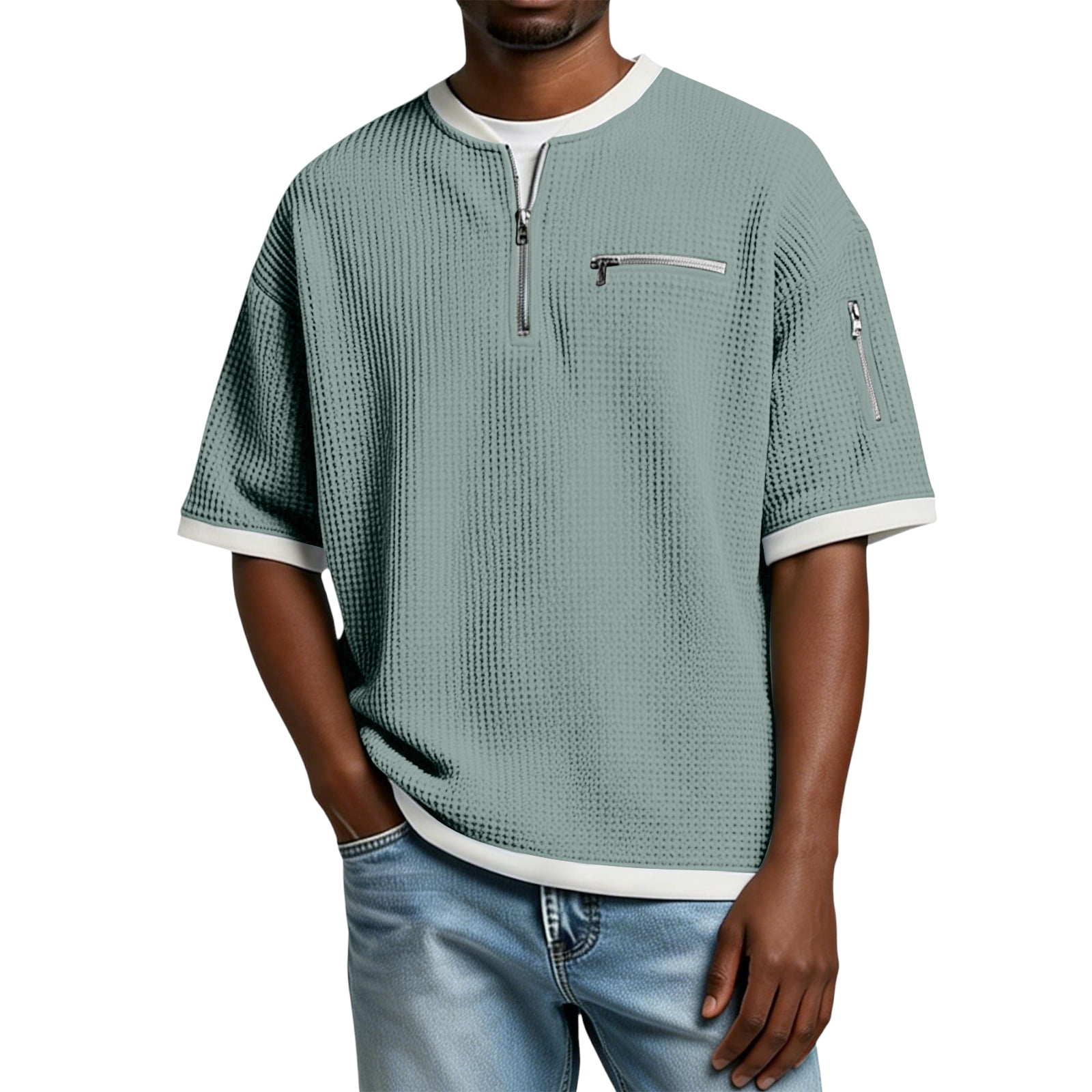 Dwellite 2026 Mens Quarter Zip Pullover Casual Crew Neck Golf Shirt ...