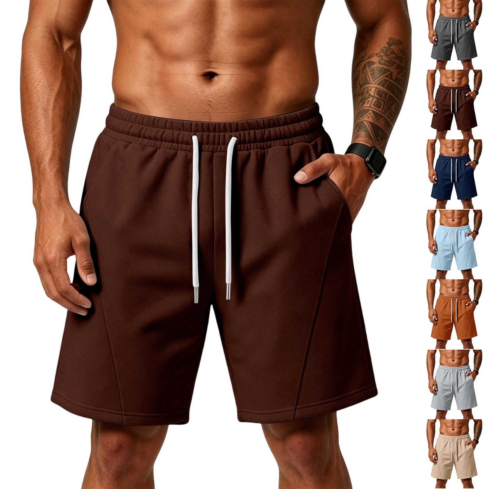 Dwellite Athletic Shorts for Men Wide Leg Baggy Sweat Short with Side ...