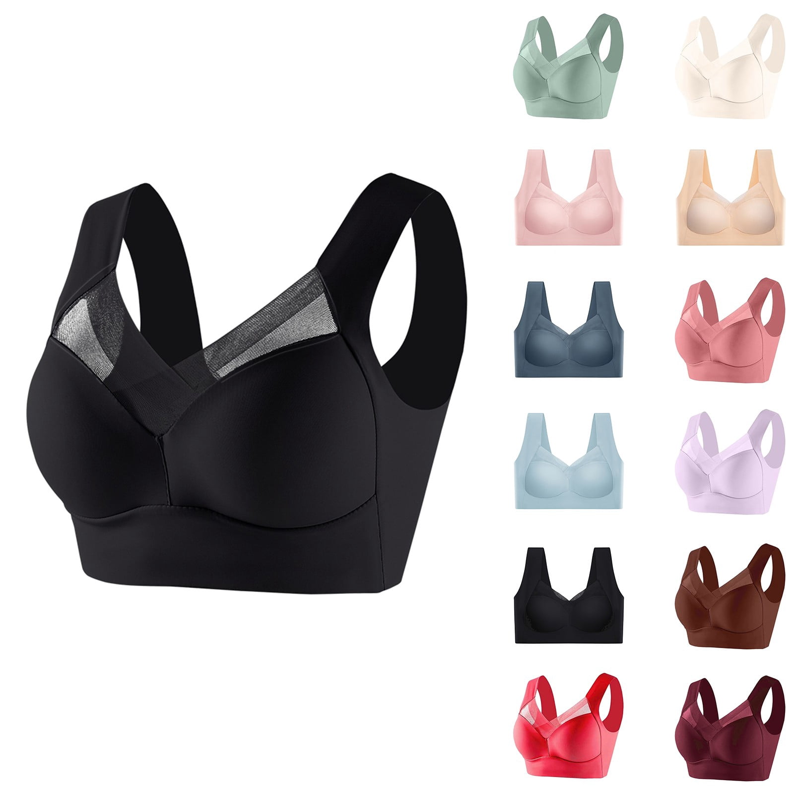 Dwellite Bras for Older Women | Womens Seamless Push Up Bra Wireless ...