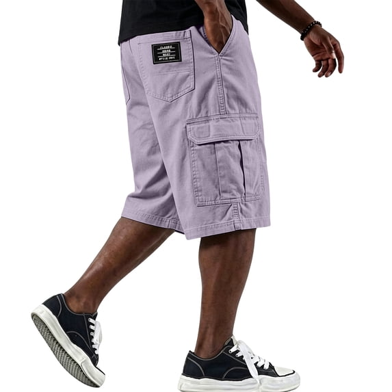 Dwellite Cargo Shorts for Mens Twill Drawstring Pants Stretch Elastic ...