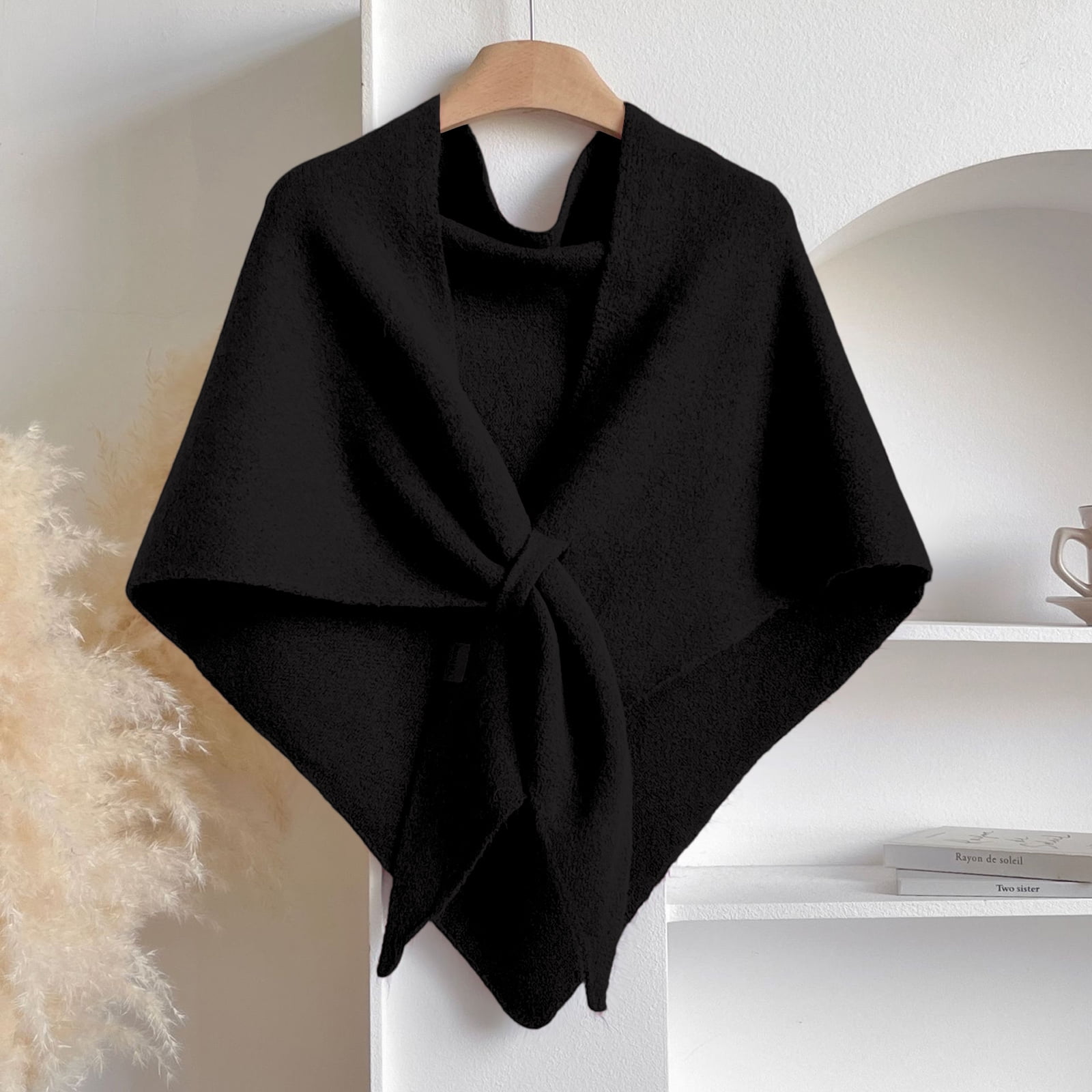 Dwellite Fleece Shawl Wrap for Women, 2025 Knitted Solid Color Pashmina ...