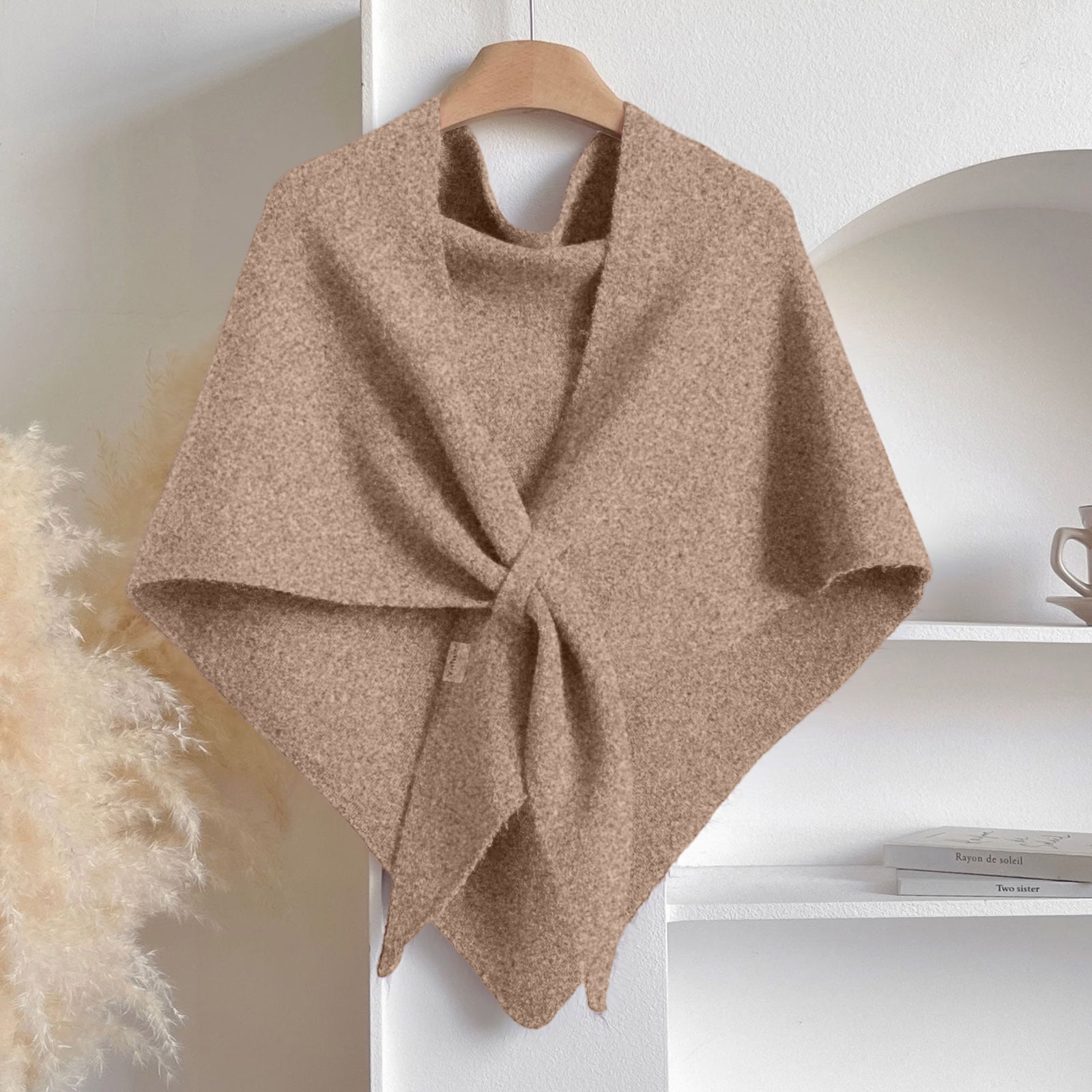 Dwellite Fleece Shawl Wrap for Women, 2025 Knitted Solid Color Pashmina ...