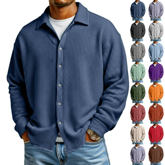 Dwellite Men's Button Down Shirt 2026 Spring Fashion Jacket Casual Long ...