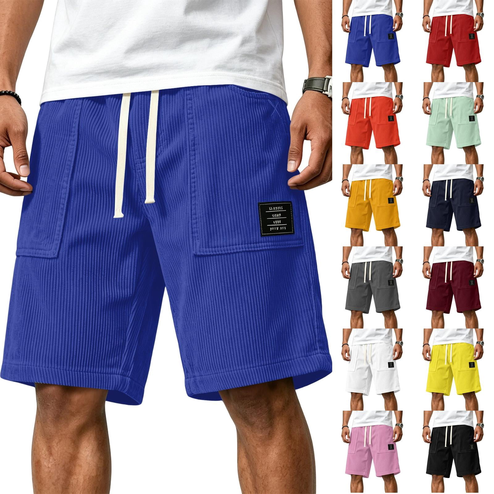 Dwellite Men's Corduro Shorts Relaxed Fit Pockets Casual Shorts with ...