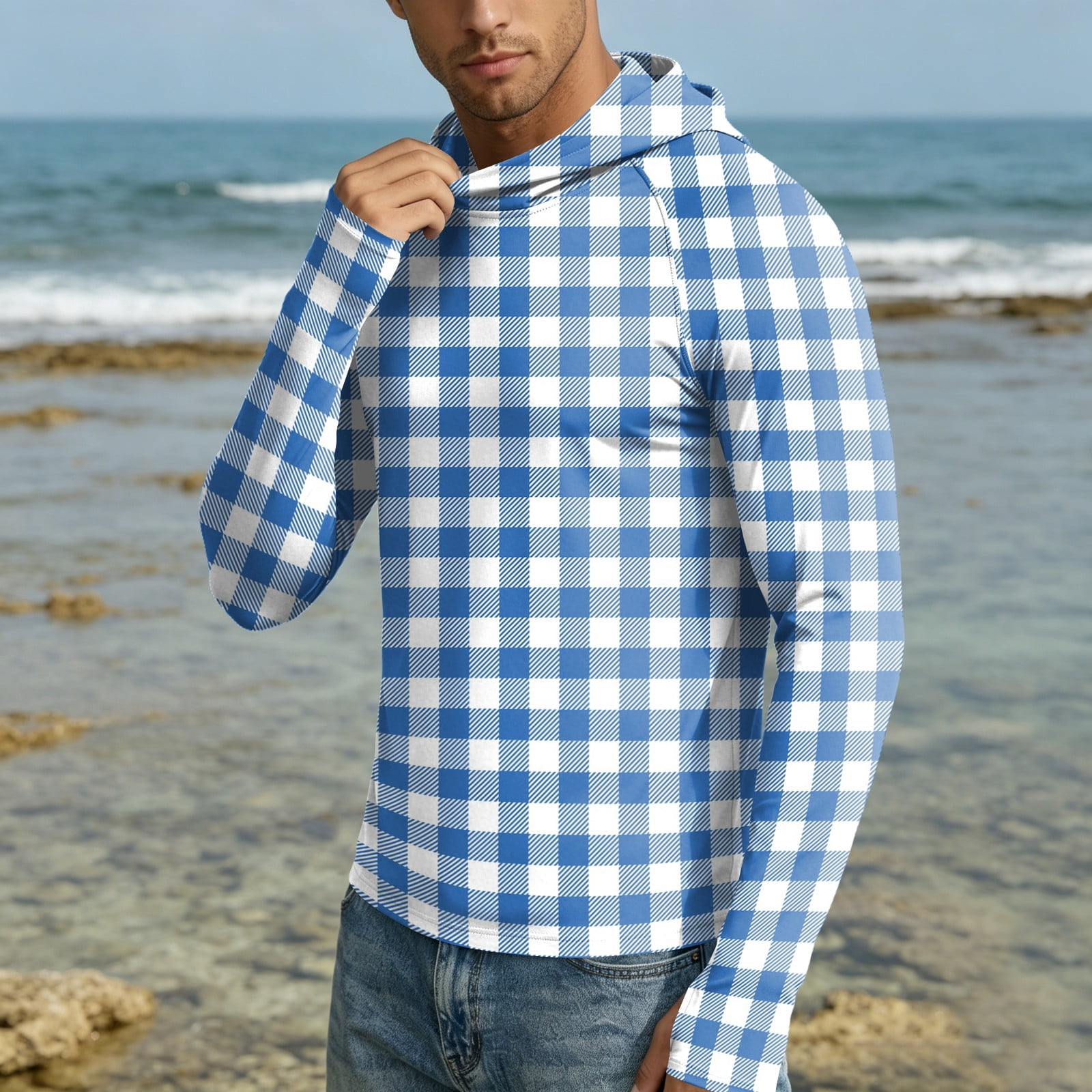 Dwellite Men's Hooded Sun Shirts Long Sleeve Guard Fishing Running ...