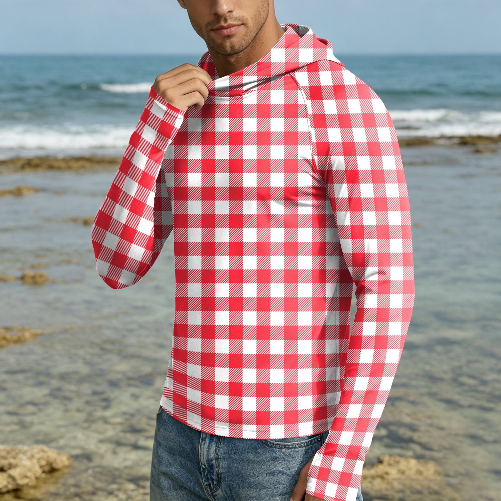 Dwellite Men's Hooded Sun Shirts Long Sleeve Guard Fishing Running ...