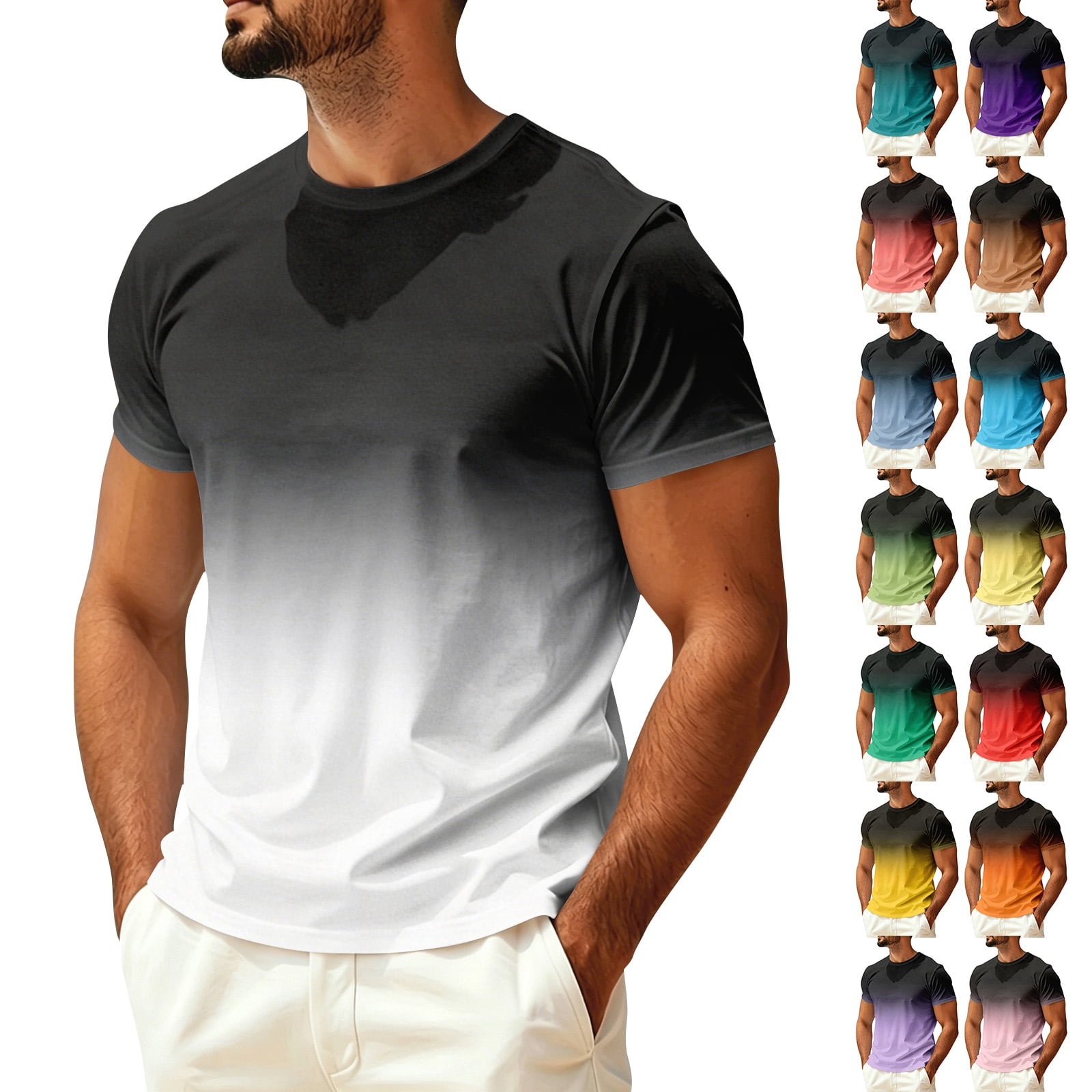 Dwellite Men's Swim Shirts, Sun Short Sleeve Crew Neck Tops, Quick Dry ...