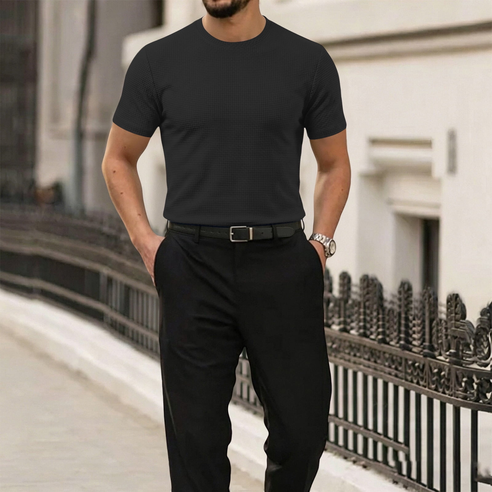 Dwellite Men's T Shirt Short Sleeve Crew Neck T-Shirt Casual Summer ...