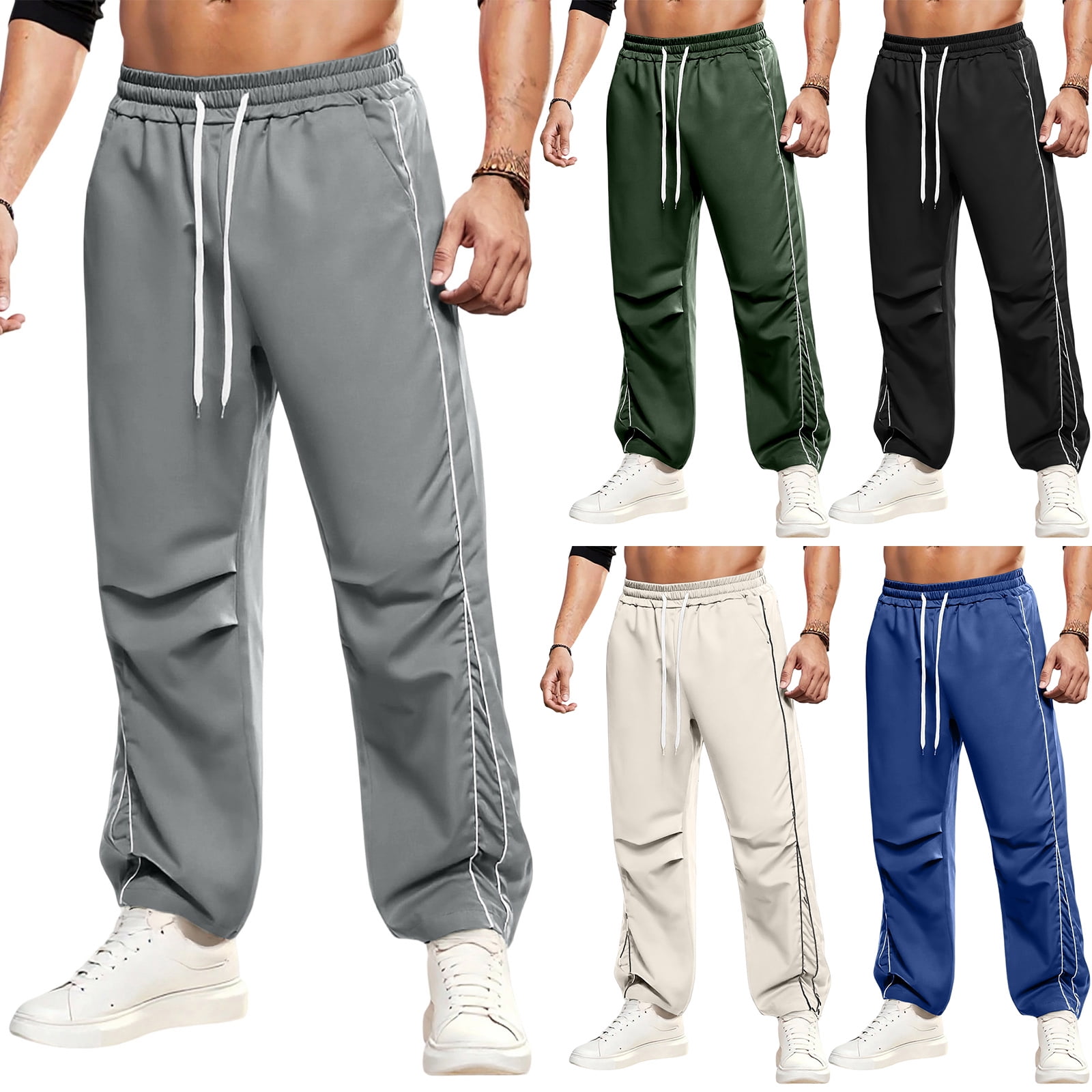 Dwellite Mens Baggy Pants Y2K Drawstring Sweatpants Fashion Oversized ...
