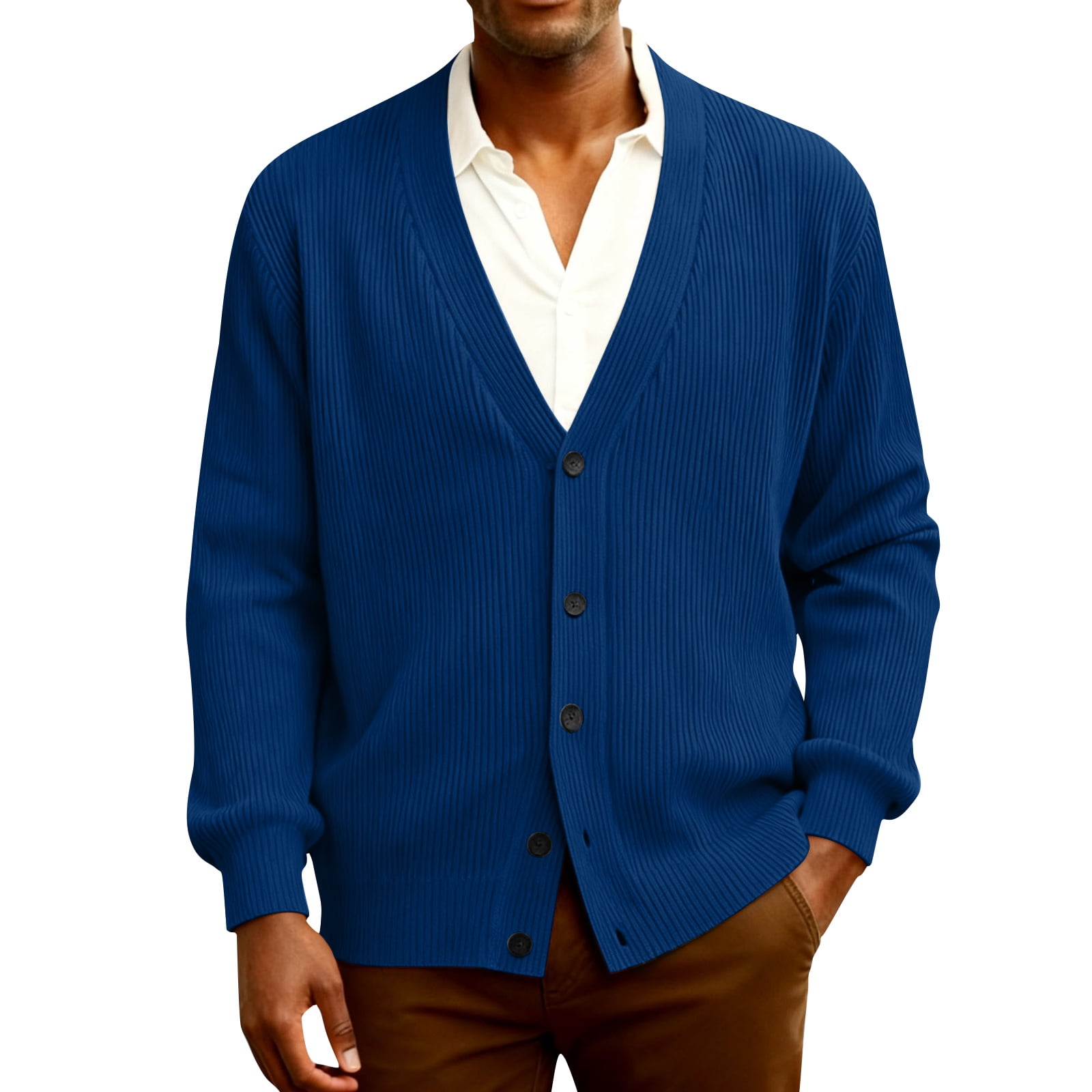 Dwellite Mens Cardigan Sweater Loose Fit Button Up Plus Size Cardigan ...