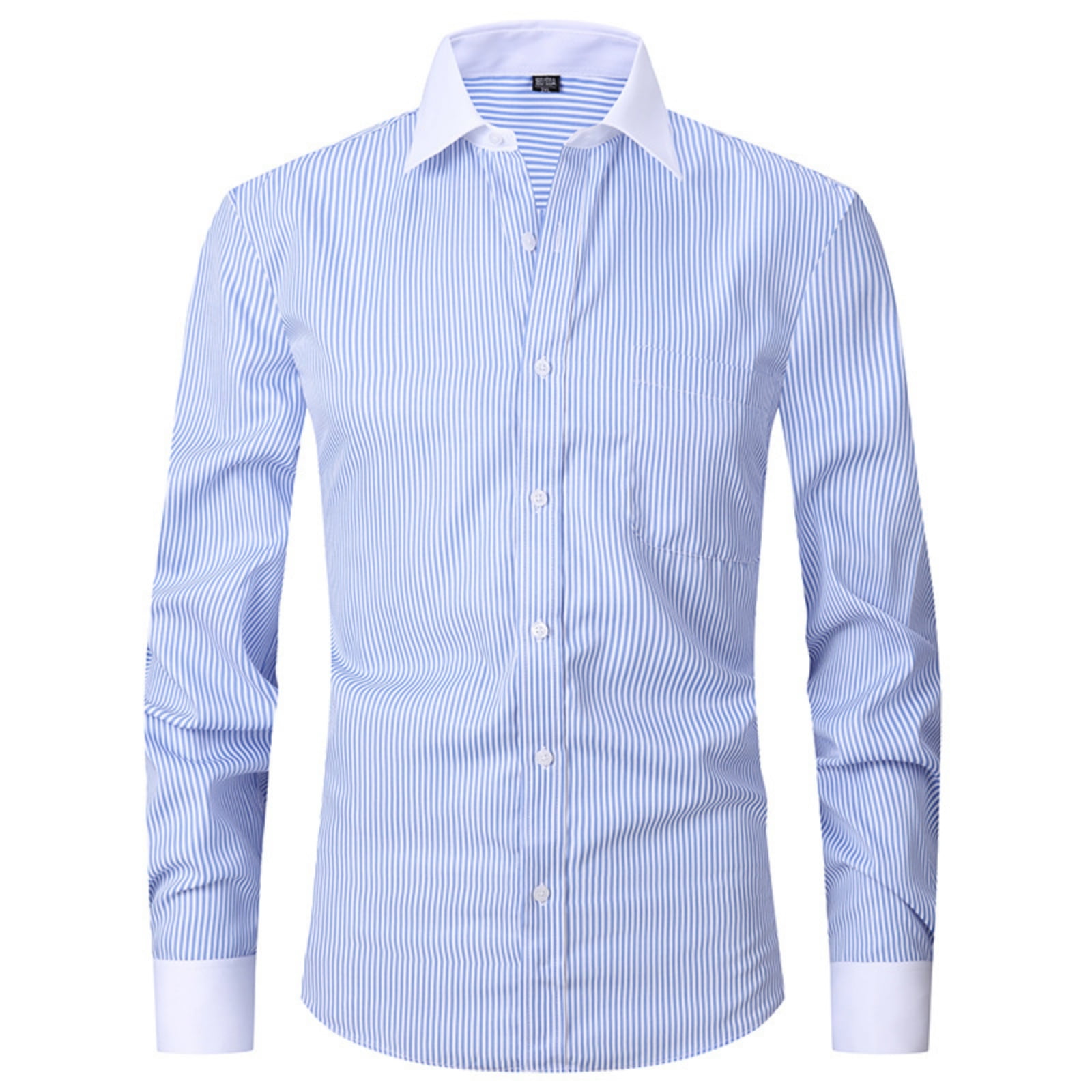 Dwellite Mens Dress Shirt Long Sleeve Solid Color Stretch Wedding ...