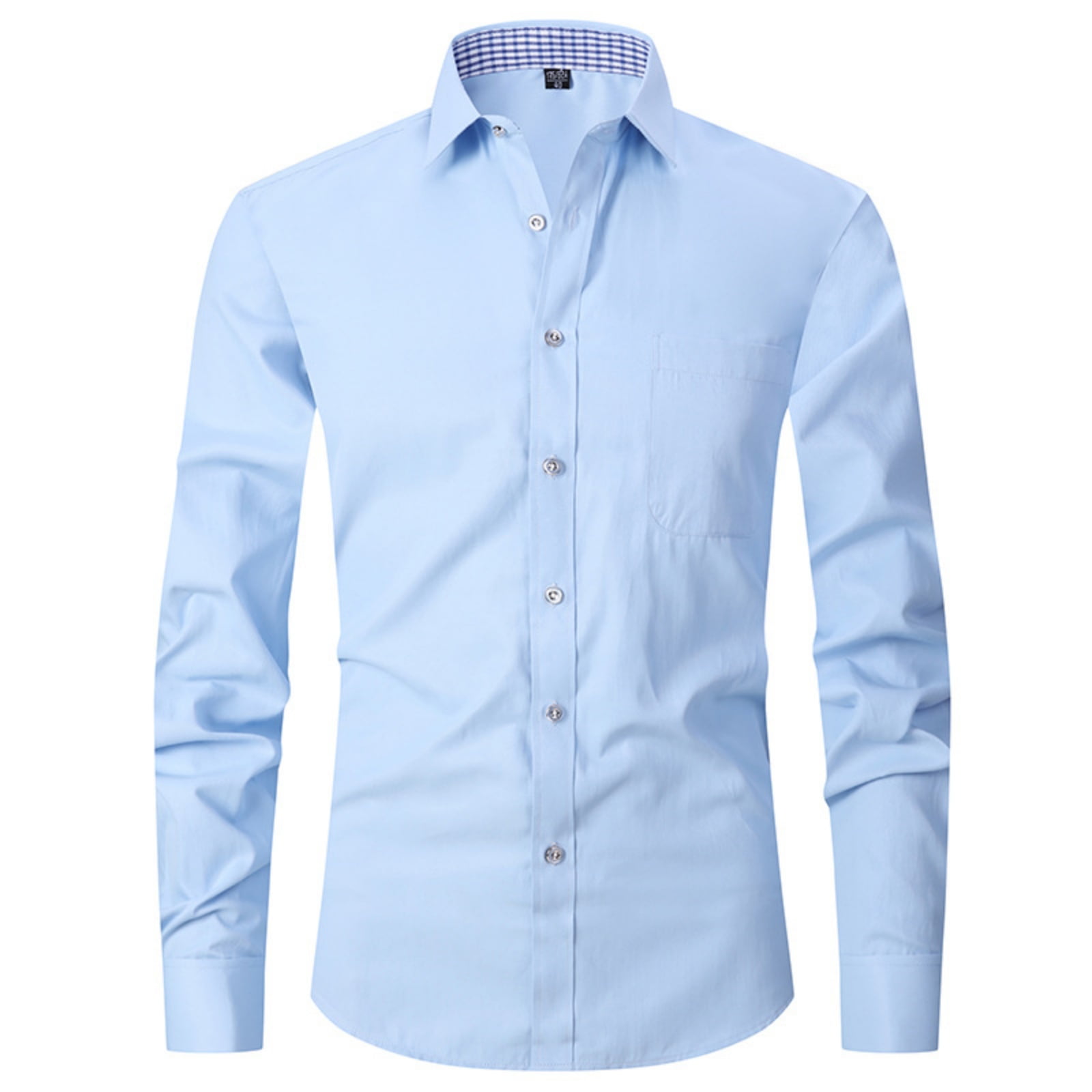 Dwellite Mens Dress Shirt Long Sleeve Solid Color Stretch Wedding ...