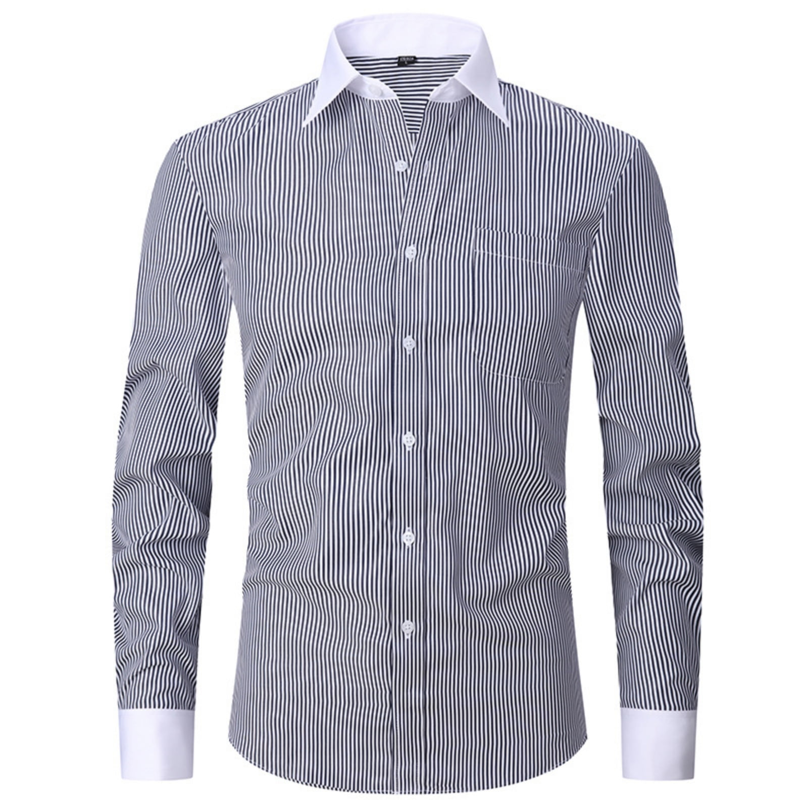 Dwellite Mens Dress Shirt Long Sleeve Solid Color Stretch Wedding ...