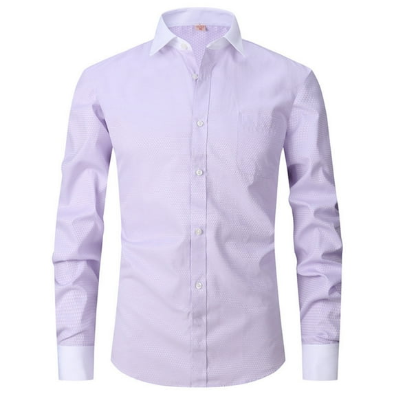 Dwellite Mens Dress Shirt Long Sleeve Solid Color Stretch Wedding ...