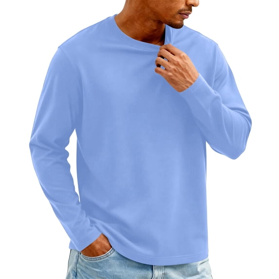 Dwellite Mens Long Sleeve Tee Shirts Oversized Fashion Crew Neck Shirt ...