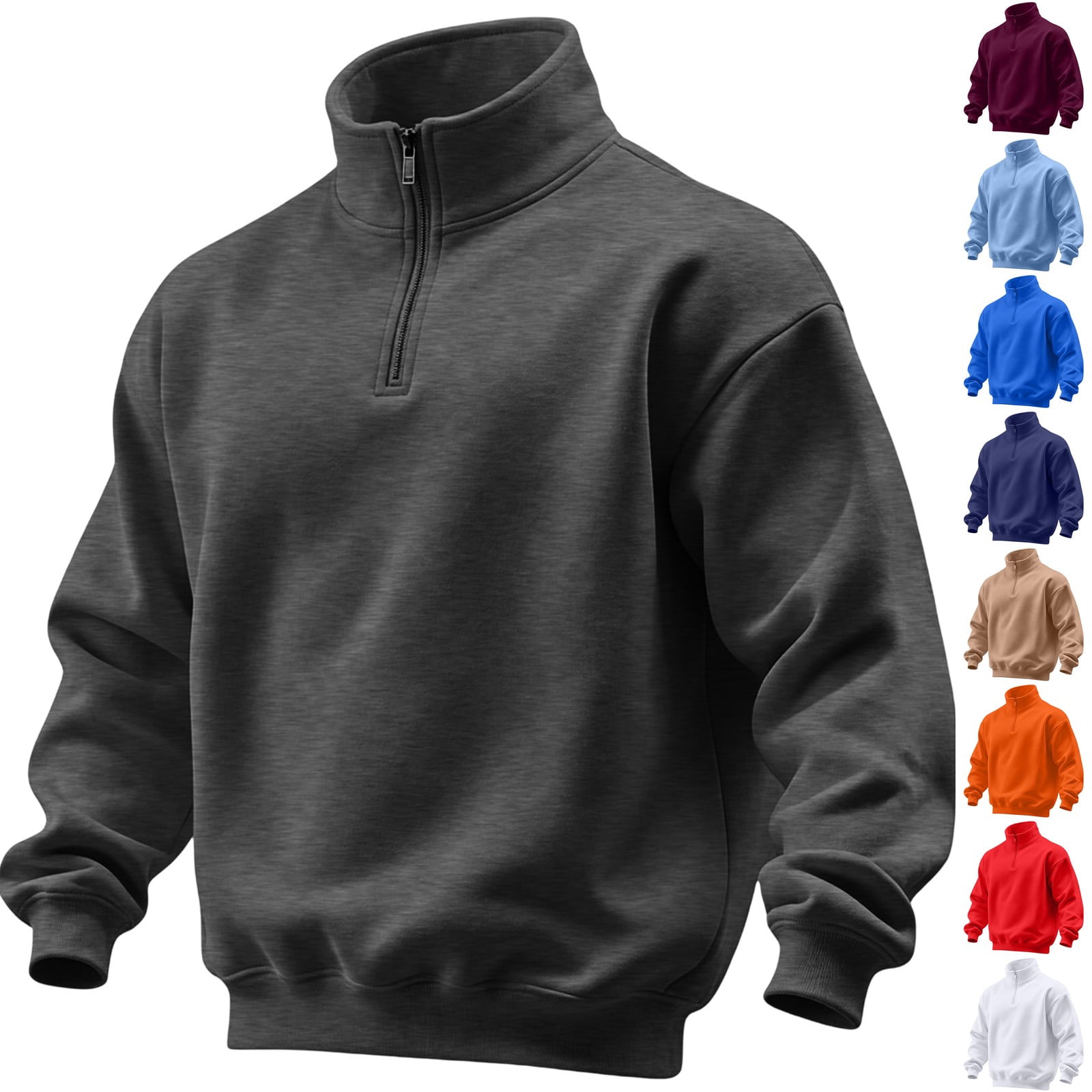 Dwellite Mens Quarter Zip Pullover Sweatshirt Casual Sweater Drop ...