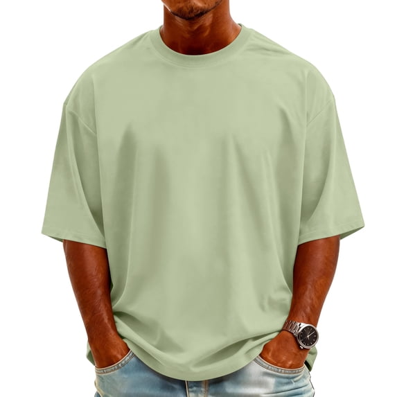 Dwellite Oversized Tshirts for Men Casual Crewneck Solid Color Tees ...