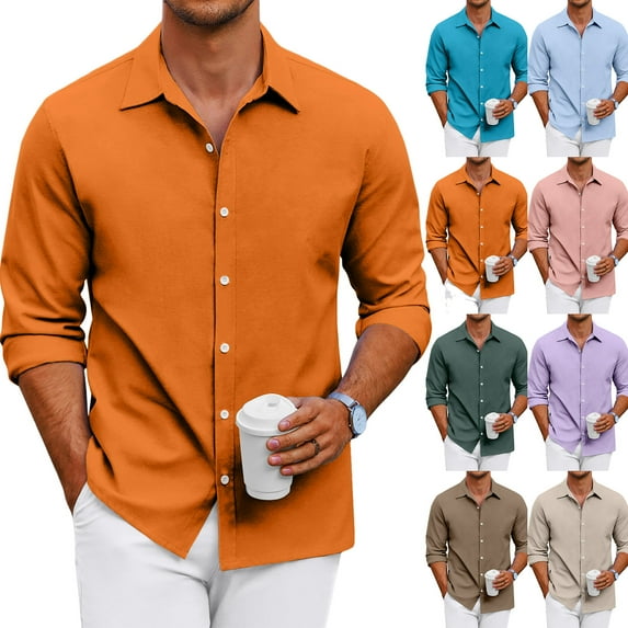 Dwellite Shirts for Men 2026 Spring Fashion Button Down Shirt Solid ...