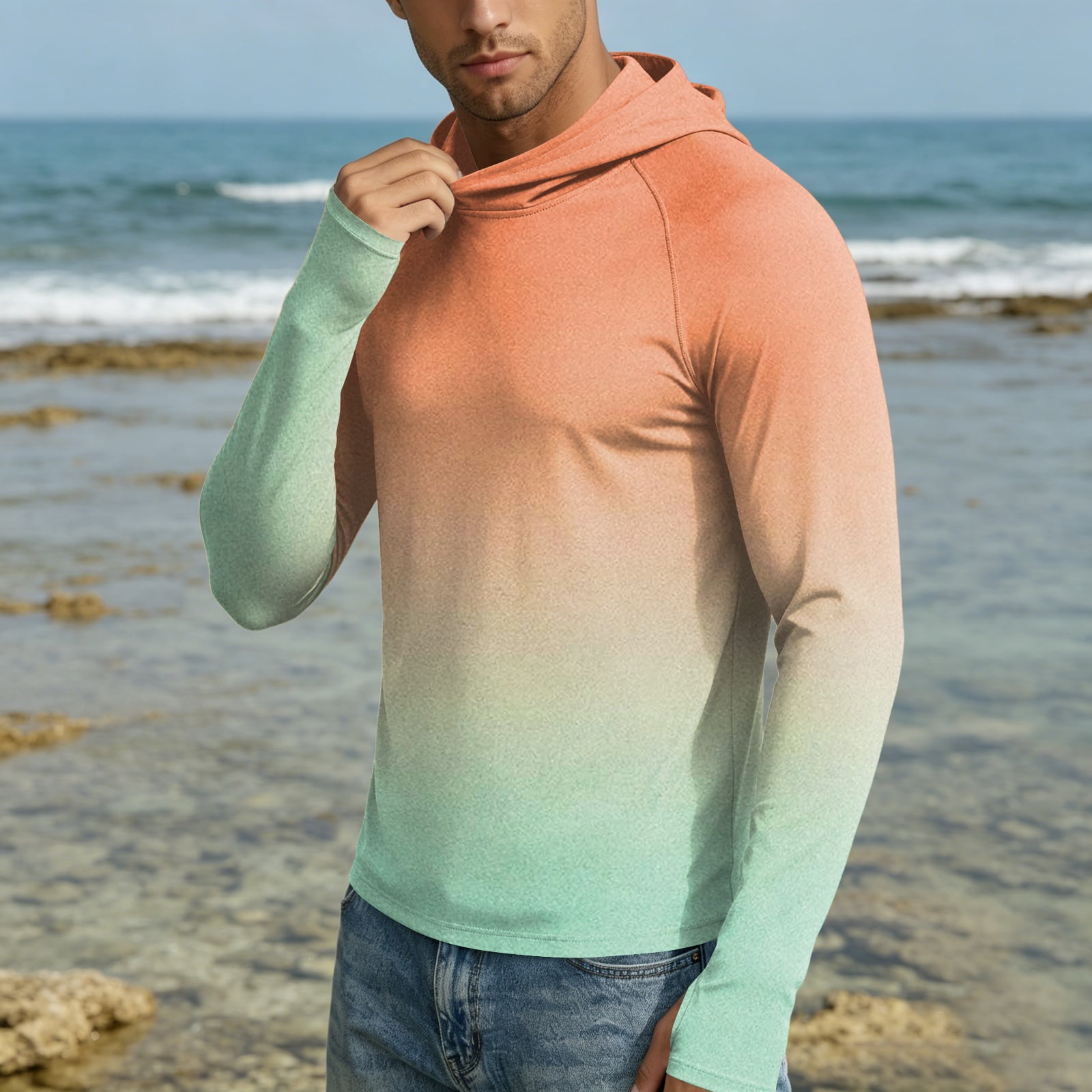 Dwellite Sun Fishing Shirts for Men Long Sleeve Hiking Swimming Shirts ...