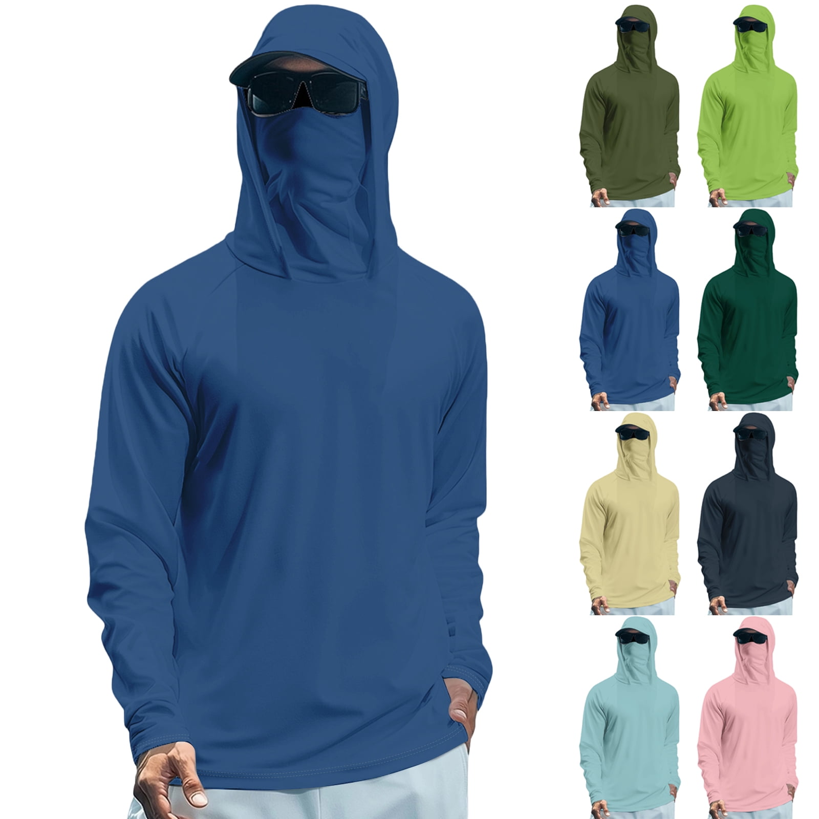 Dwellite Sun Hooded Men Quick Dry Short Sleeve Summer Shirts with Face ...