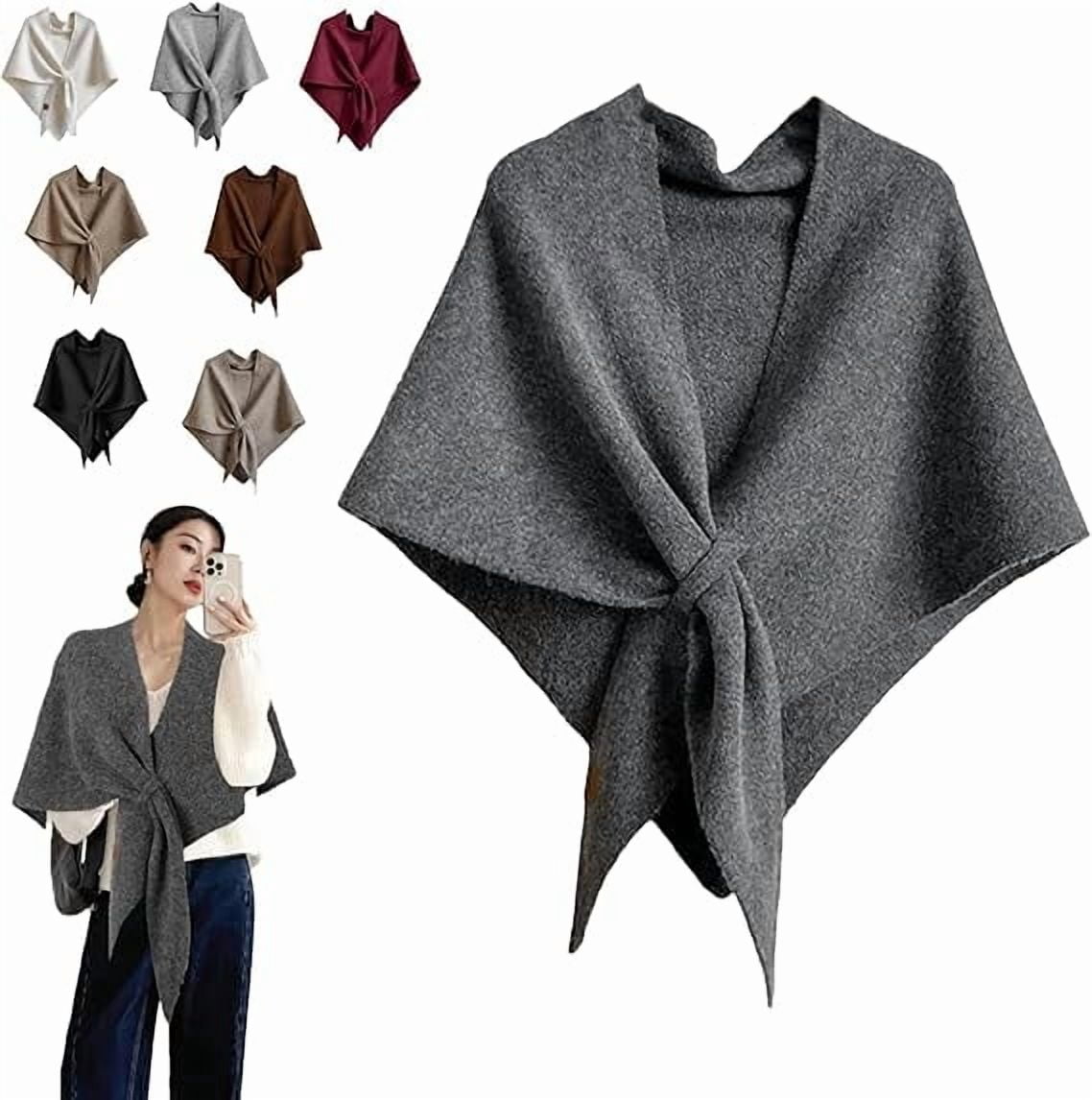 Dwellite Winter Warm Shawl Wraps for Women Knitted Striped Knotted ...