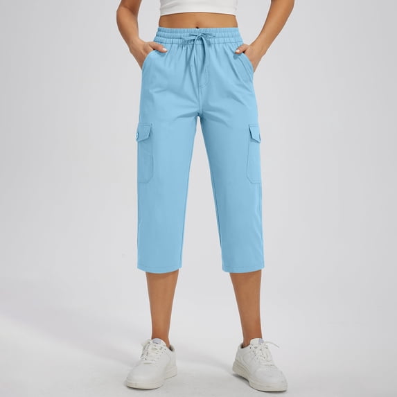 Dwellite Women's Capri Pants Cargo Capris Travel Hiking Casual Summer ...