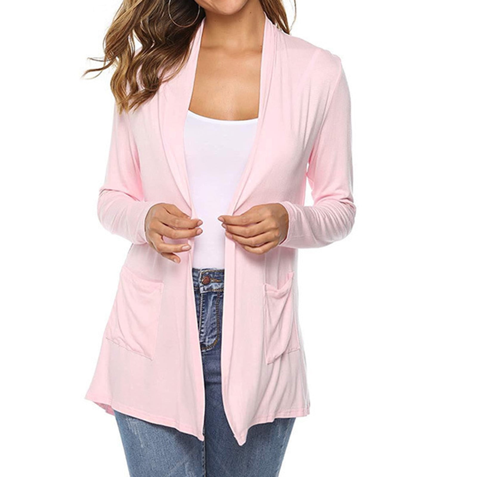 Dwellite Women's Lightweight Open Front Cardigan Casual Long Sleeve ...