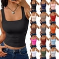 Dwellite Womens Double Lined Square Neck Tank Tops Crop Basic Summer ...