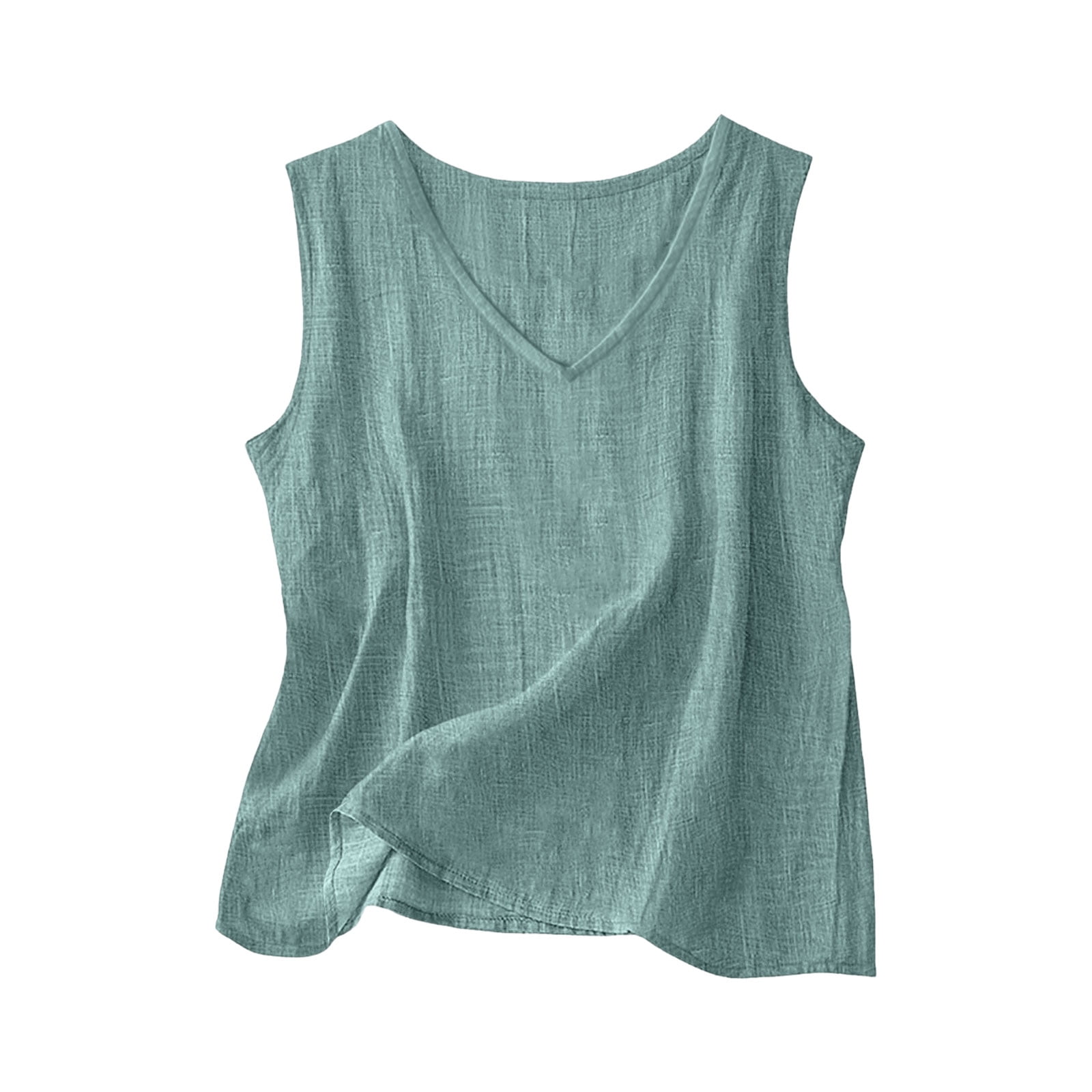 Dwellite Womens Linen Crop Tank Top V Neck Tank Tops Sleeveless Cute ...