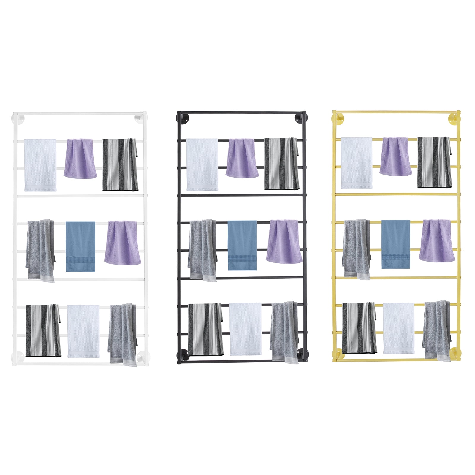 Dwellnix 10-Tier Wall-Mounted Scarf Holder, Black Iron, Space-Saving ...