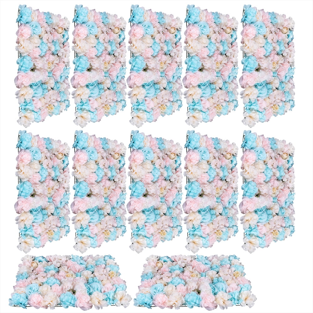 Dwellnix 12-Piece Artificial Flower Wall Set, Realistic Hydrangea, Rose ...
