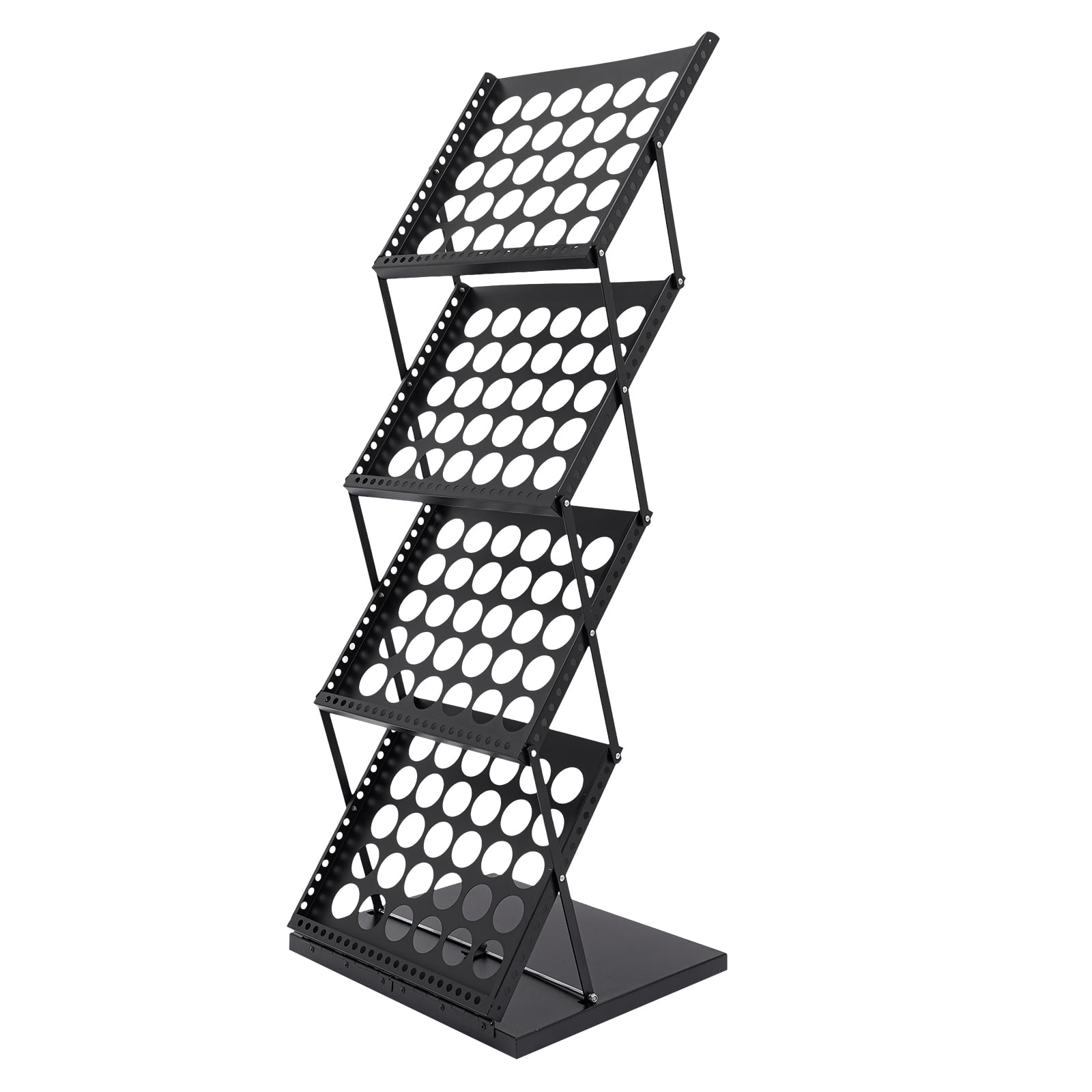 Dwellnix 4-Tier Foldable Magazine Rack, Black Iron Freestanding Design ...