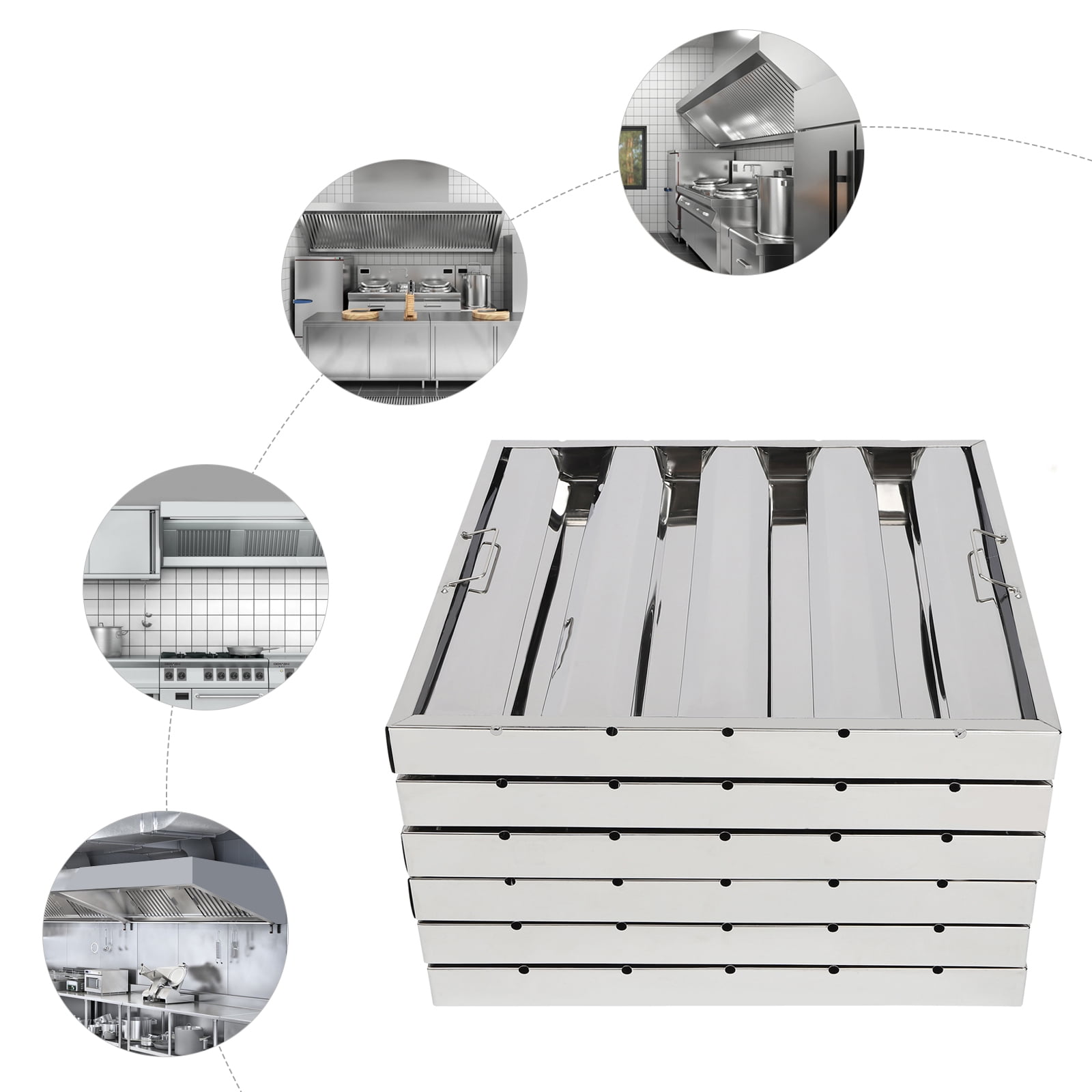 Dwellnix 6-Piece Stainless Steel Baffle Range Hood Filter Set, Efficient Grease Removal, Easy to ...