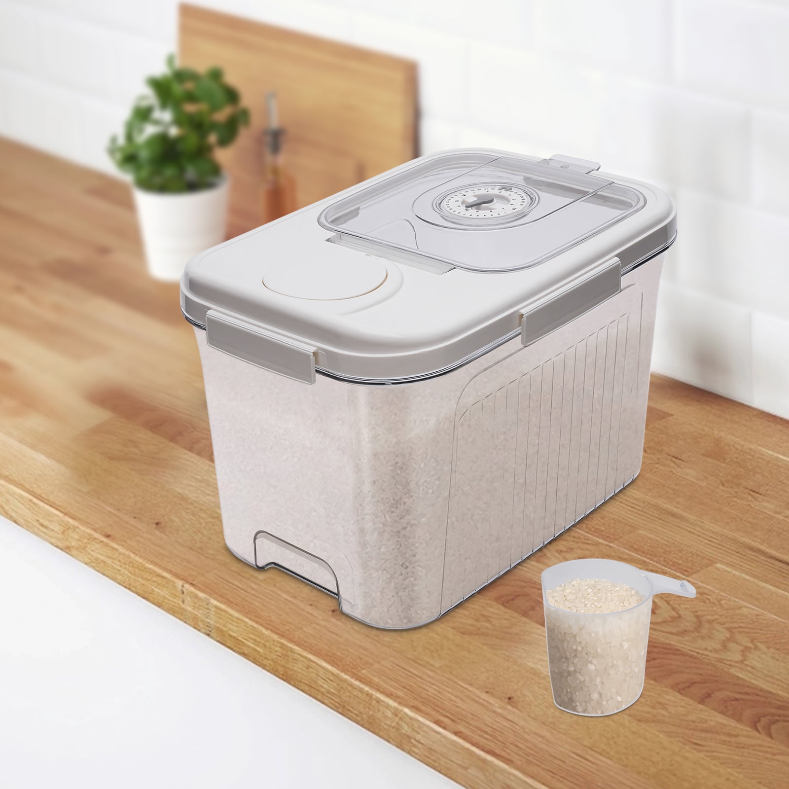 Dwellnix Airtight Rice Storage Container with Timer, Automatic Portion ...