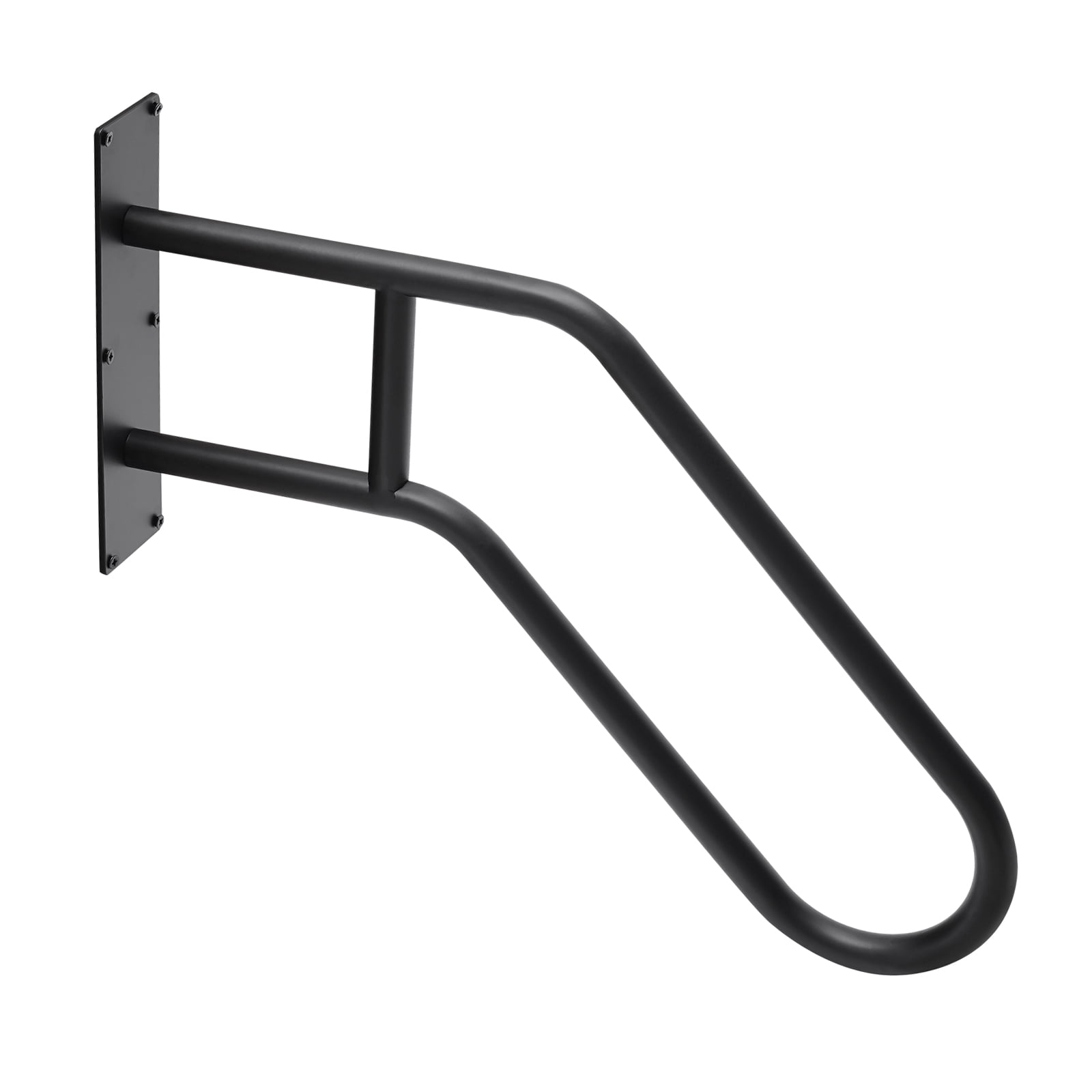 Dwellnix Black Wall-Mounted Handrail for Stairs, U-Shaped with Cross ...